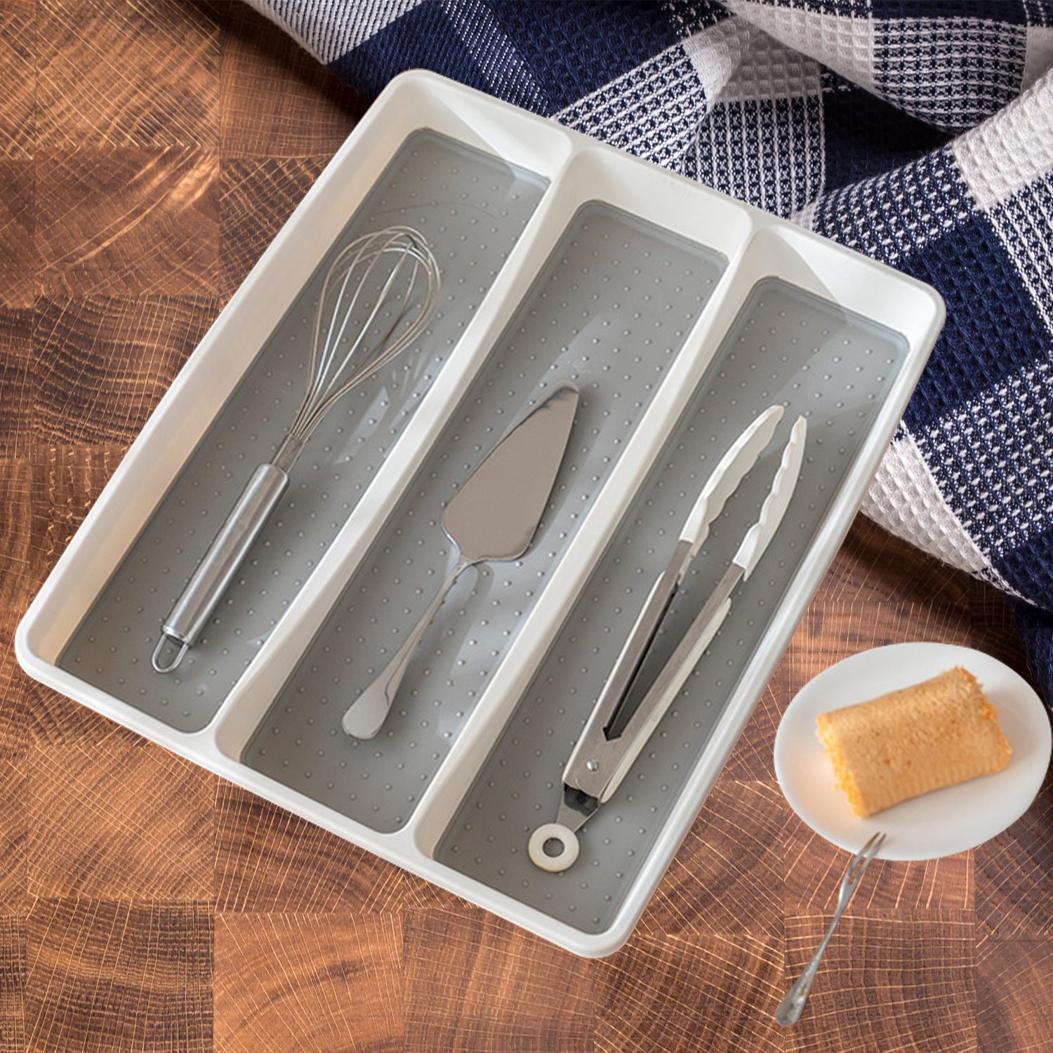 3 Compartment Kitchen MultiPurpose Storage Silverware Drawer Organizer ...