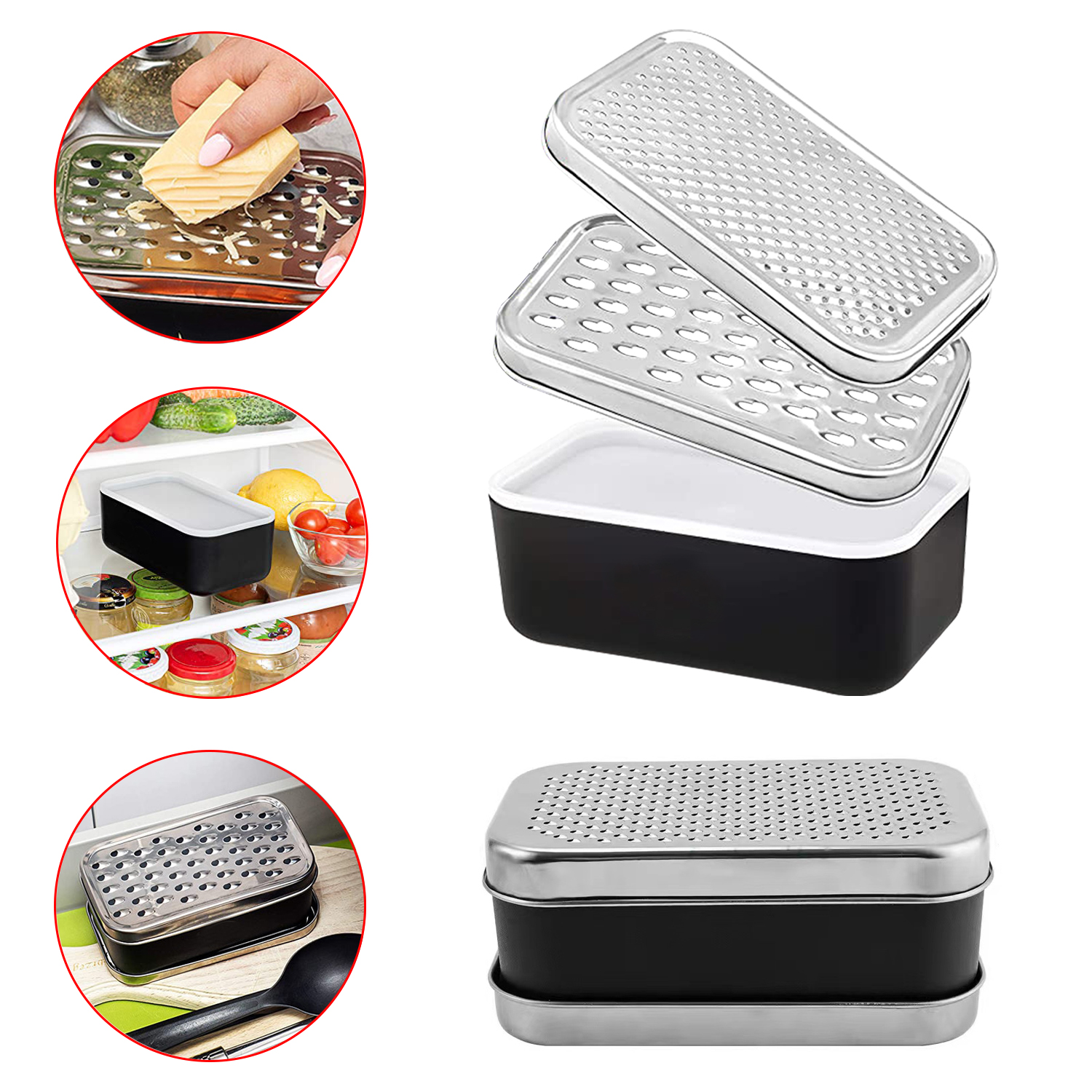 Double-sided Cheese Grater Portable Ginger Garlic Shredder With Food ...