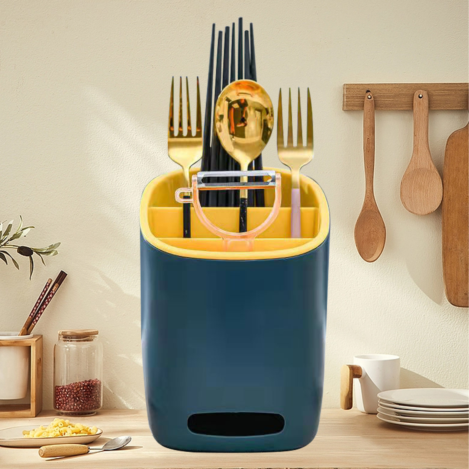 Double Layer Cutlery Storage Organizer Tableware Drainboard Drain Rack ...