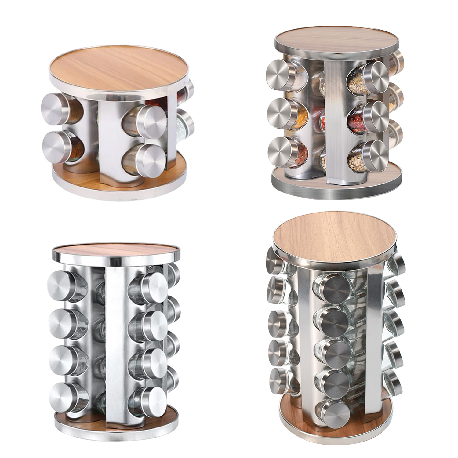 Circular Rotatable Spice Bottle Rack Stainless Steel Kitchen ...