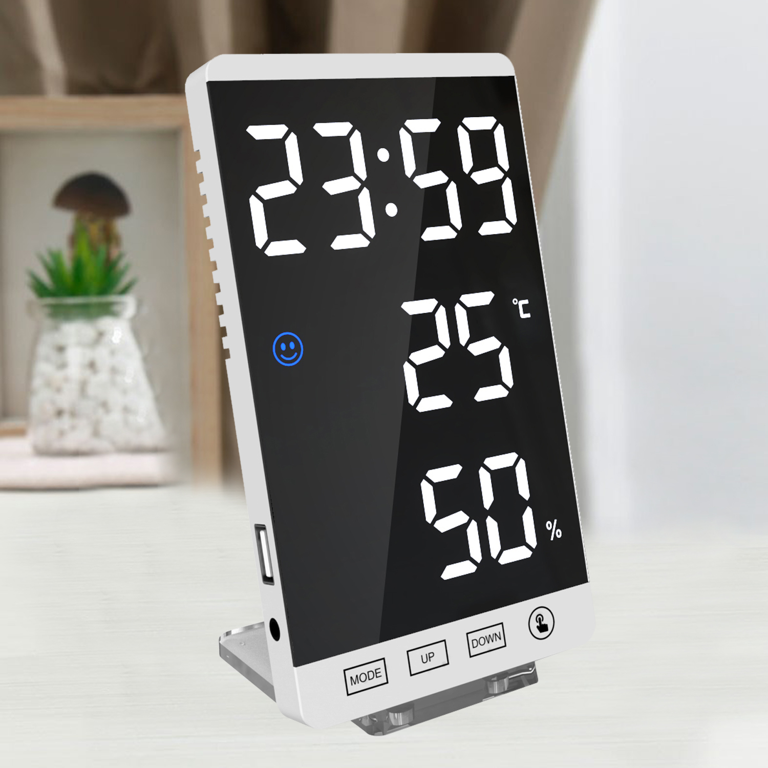 LED Mirror Alarm Clock Touch Control Wall Digital Clock Time ...