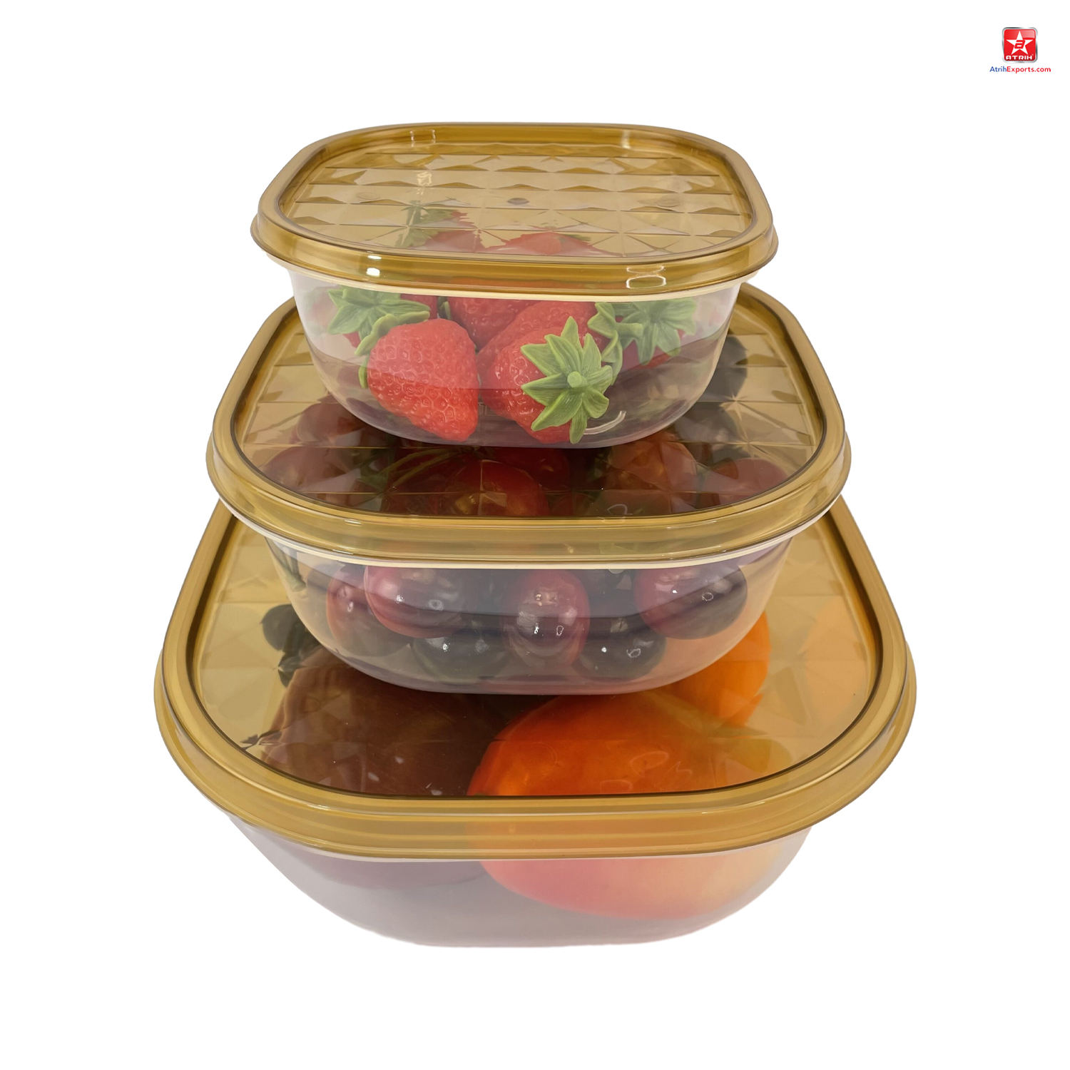 3 Pcs Kitchen Food Prep Containers Square Food Grade Plastic Food ...