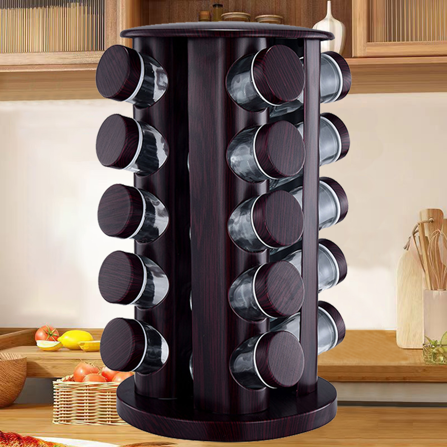Circular Rotatable Spice Bottle Rack Stainless Steel Kitchen ...