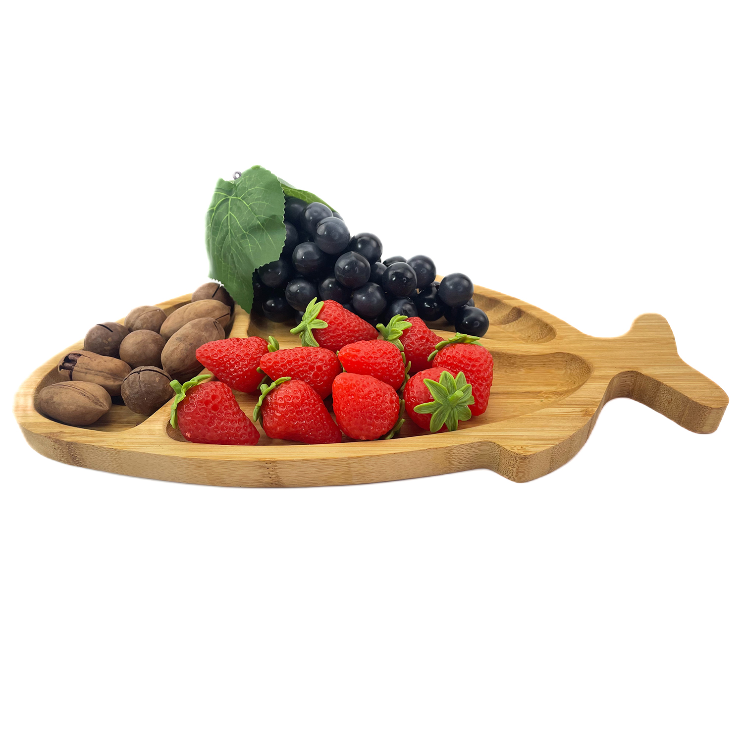 Bamboo Fish Shape Fruit Nuts Pistachio Snack Bowl Tray Food Serving ...