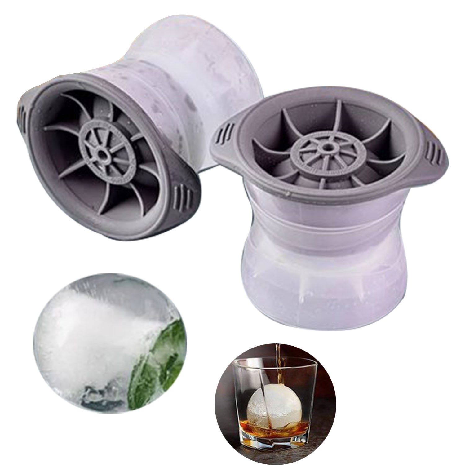 Round Ice Cube Mold 2 Pack Sphere Ice Maker Ball Molds Whiskey Ice Ball ... Round Ice Cube Mold 2 Pack Sphere Ice Maker Ball Molds Whiskey Ice Ball ...