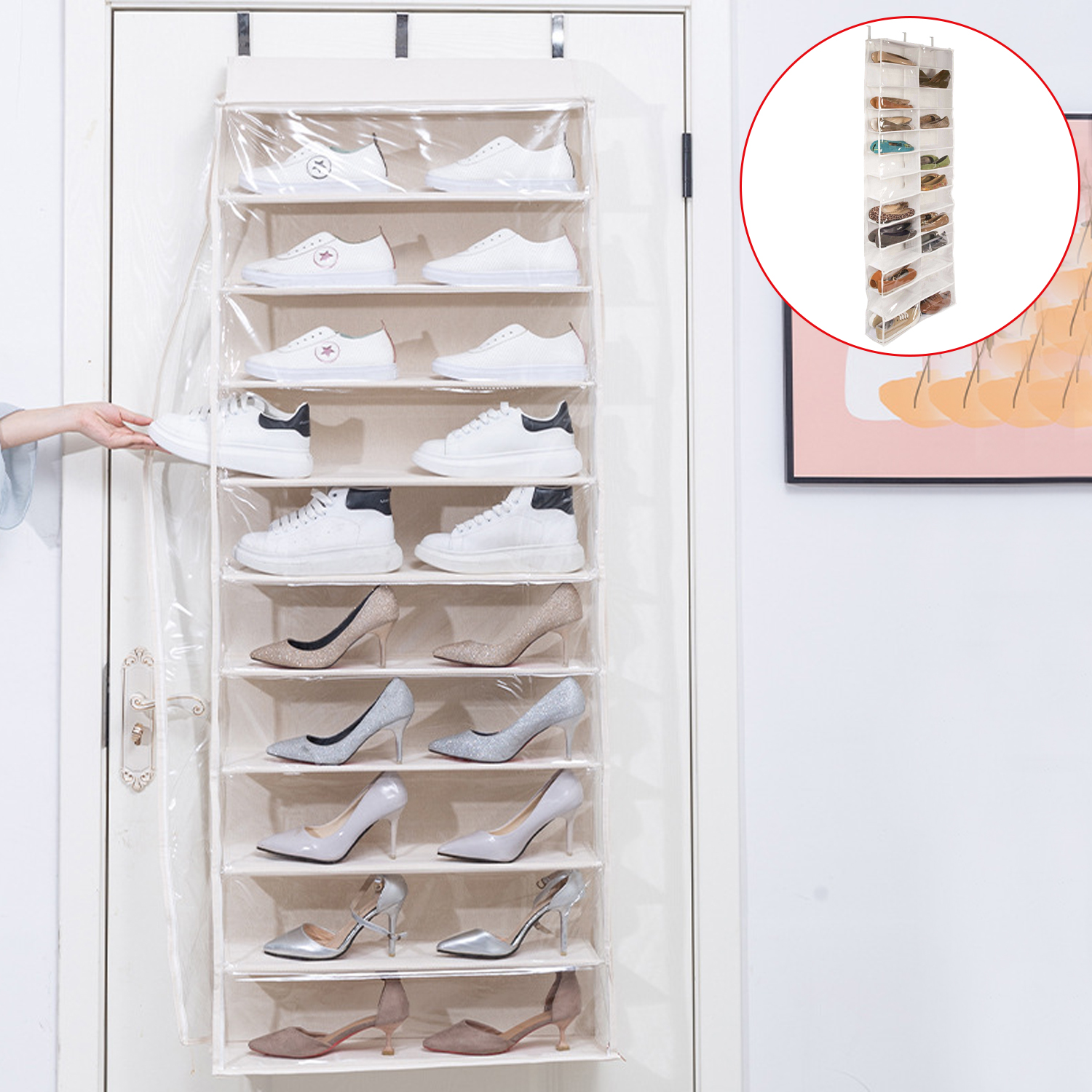 26 Pocket Shoe Hanging Door Shoe Storage Bag Shelf Holder Pocket Shoe ...