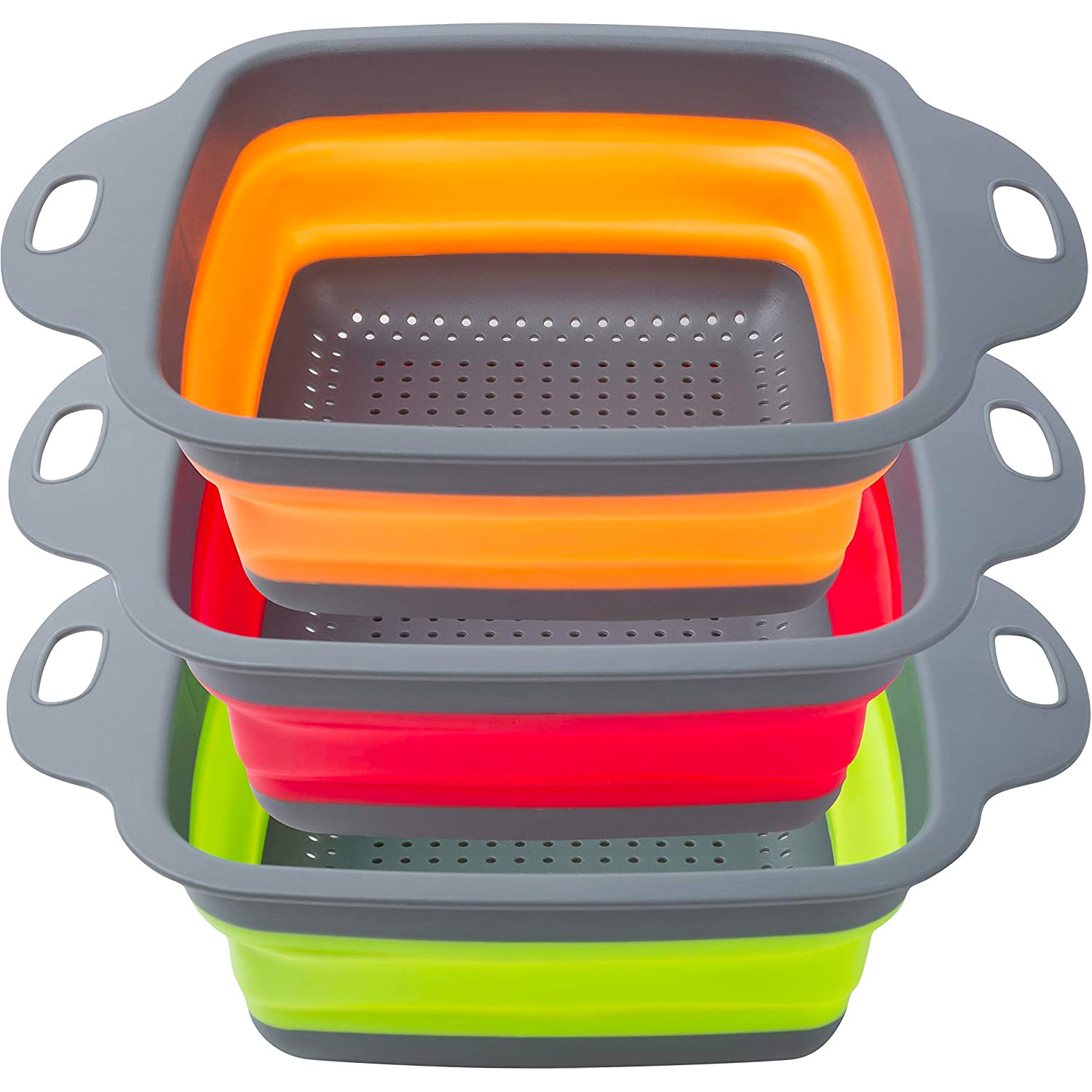 Colander Folding Draining Basket TPR plastic square Bowl For Fruits ...