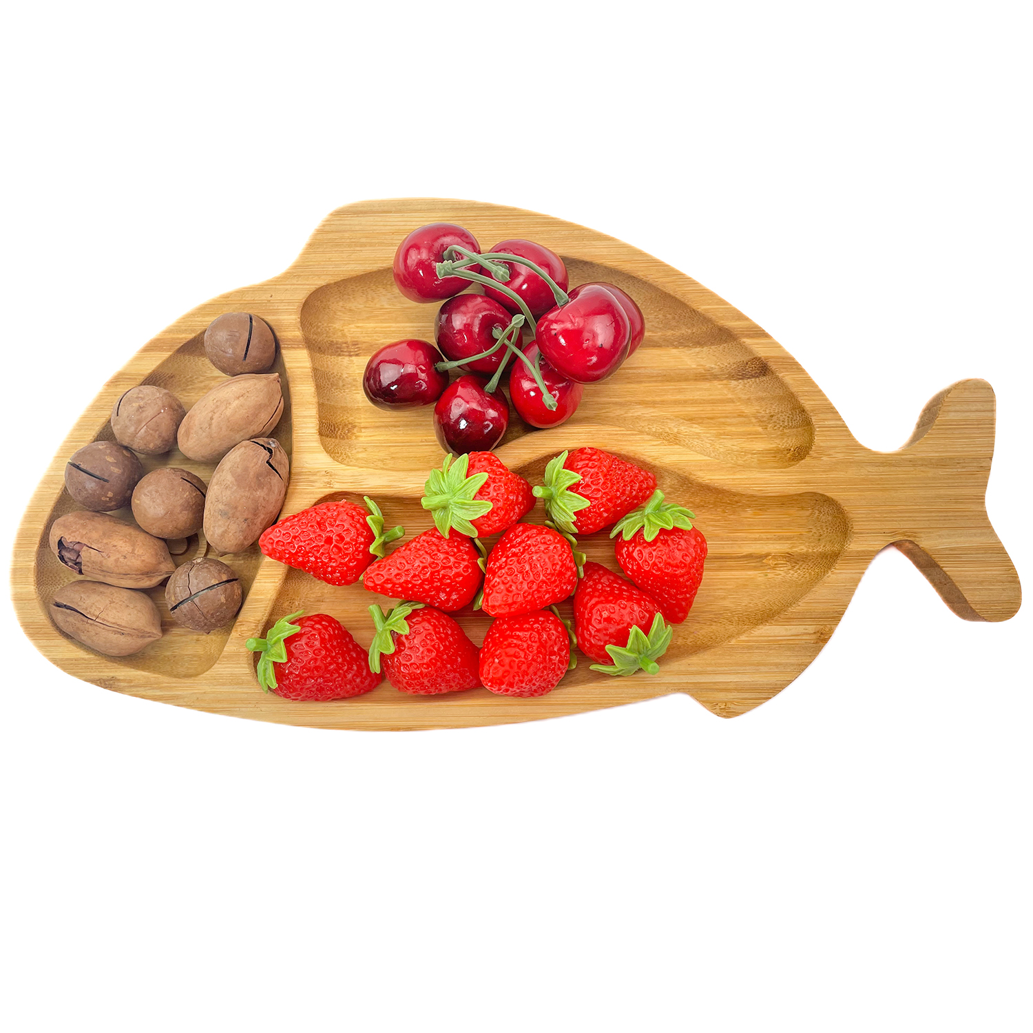 Bamboo Fish Shape Fruit Nuts Pistachio Snack Bowl Tray Food Serving ...